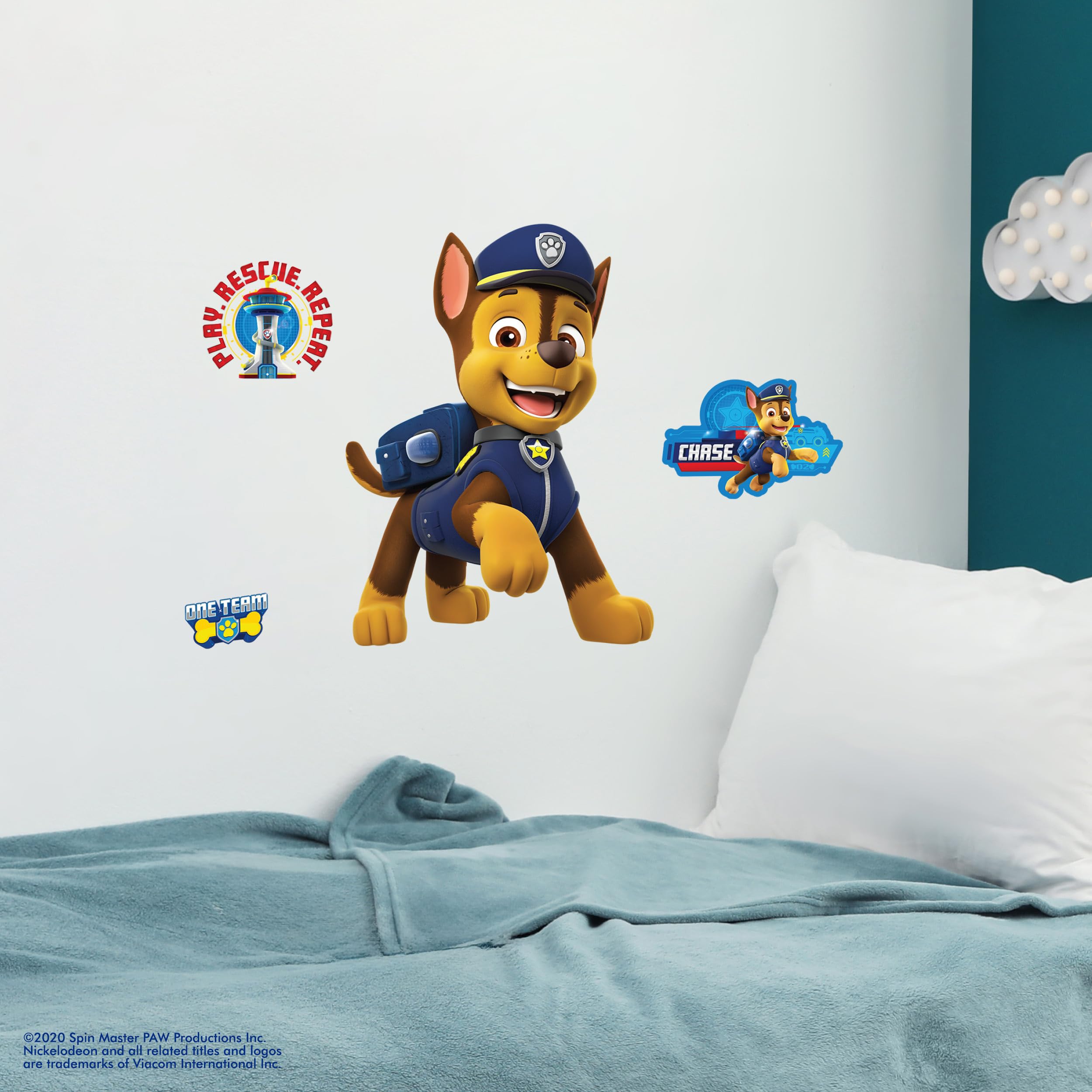 Wall Palz Nickelodeon Paw Patrol Wall Decal - 19" Chase Wall Stickers for Bedroom with 3D Augmented Reality Interaction - Paw Patrol Wall Decor