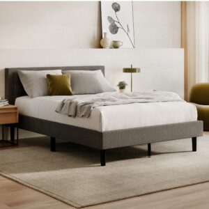 nectar bed frame & headboard - gray - queen - 8 inch legs and sturdy wooden slats for support - contemporary and durable upholstery - holds up to 700 pounds - easy assembly