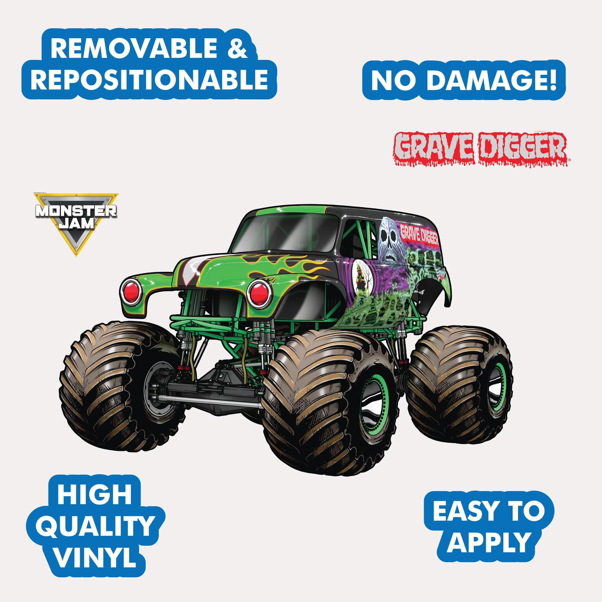 Wall Palz Monster Jam Grave Digger Wall Decal - Monster Jam Wall Stickers with 3D Augmented Reality Interaction - 23" Monster Jam Grave Digger Monster Truck Wall Decorations