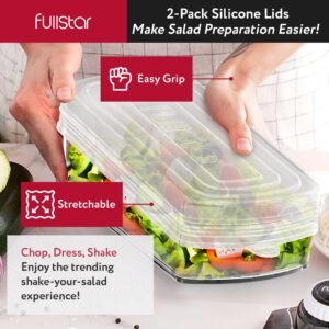 2 Pack Silicone Stretch Lids (Exclusive for Fullstar Choppers and Mandoline Slicers) - Silicone Covers for Food Storage - Silicone Lids - Reusable Silicone Stretch Lids and Food Covers