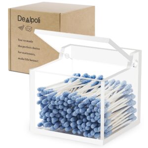 dealpoli qtip holder with lid cotton balls swab organizer acrylic cotton square pads holder makeup pad cosmetic storage case q-tip dispenser (dp011)