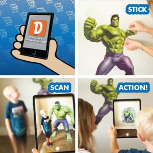 Wall Palz Marvel Incredible Hulk Wall Decals - 25" Augmented Reality Avengers Hulk Bedroom Wall Decor Peel and Stick Vinyl Wall Stickers