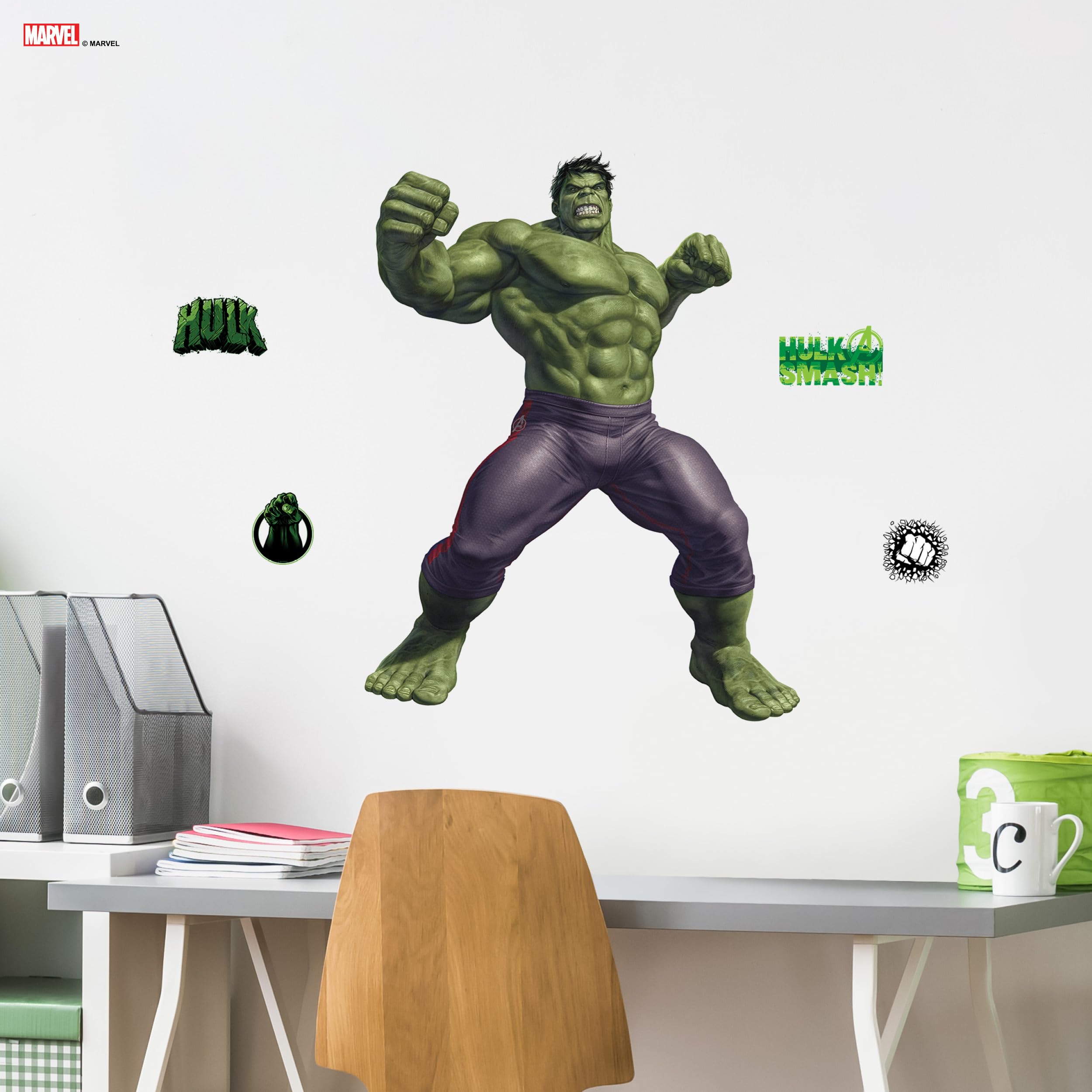 Wall Palz Marvel Incredible Hulk Wall Decals - 25" Augmented Reality Avengers Hulk Bedroom Wall Decor Peel and Stick Vinyl Wall Stickers