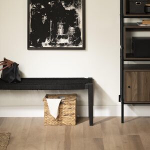 South Shore Balka Wood and Rope Bench, Pure Black