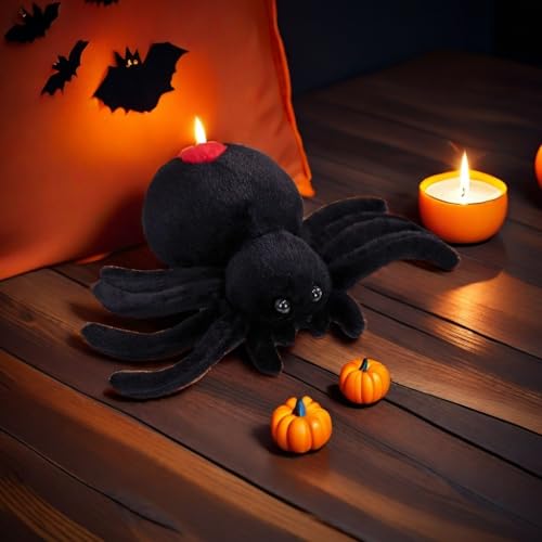 XItbyja Black Spider Pillow Cute Spider Plush Toys 9.8inch Animal Soft Fur Huggable Jumping Spider Plush,Halloween Stuffed Animal Gift Adorable Playtime Plush Toy,Super Soft Plush Doll Toy for Kids