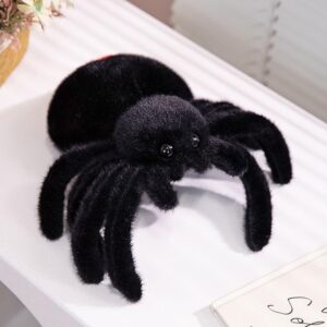 XItbyja Black Spider Pillow Cute Spider Plush Toys 9.8inch Animal Soft Fur Huggable Jumping Spider Plush,Halloween Stuffed Animal Gift Adorable Playtime Plush Toy,Super Soft Plush Doll Toy for Kids