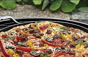 Outset Grill Paella and Deep Dish Pizza Pan, Cast Iron BBQ Pan with Handles, 18.15” x 14.11” x 1.25"