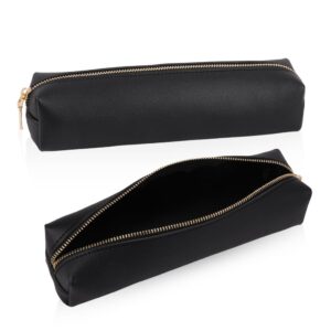 oyachic pencil case pu leather cosmetic makeup bag work small pen pouch zipper storage box adults desk organizer pens,pencils,markers