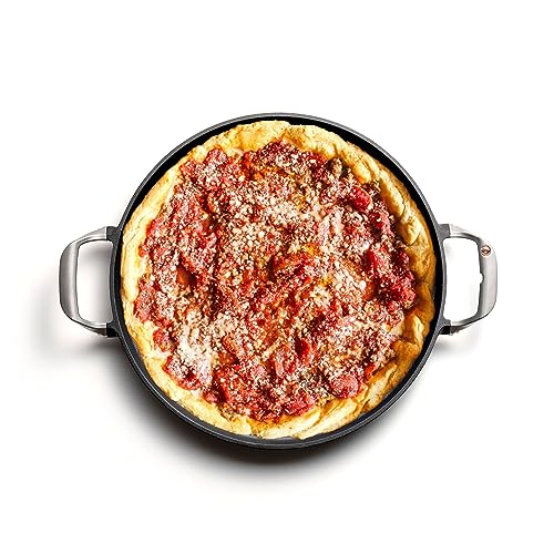 Outset Grill Paella and Deep Dish Pizza Pan, Cast Iron BBQ Pan with Handles, 18.15” x 14.11” x 1.25"