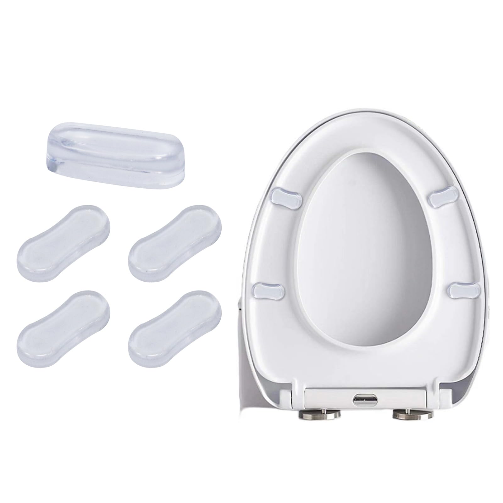 Toilet Seat Bumper, 5pcs Toilet Seat Bidet Replacement Kit, Toilet Bumpers Silicone Gasket with Strong Adhesive, Toilet Bumper Adhesive Toilet Seat Buffers for Lid for Families Hotels