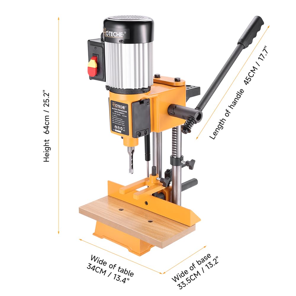 Hoteche Benchtop Wood Mortiser - 1/2HP Woodworking Mortising Machine with 3/8-Inch Chisel