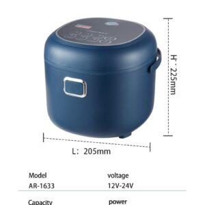 AMIEROUS 12V/24V Mini Rice Cooker, 2L Portable Travel Rice Cooker For Car/Truck, Small Rice Cooker with Steam Tray, Cooking Heating and Keeping Warm Function(Blue)