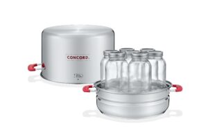 concord stainless steel turbo steam canner canning steamer pot set. includes canning rack and mason jars (induction compatible).