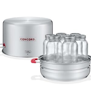 Concord Stainless Steel Turbo Steam Canner Canning Steamer Pot Set. Includes Canning Rack and Mason Jars (Induction Compatible).