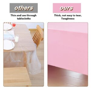 Fixwal 3 Pack Plastic Tablecloth Light Pink Disposable Table Cloth 54" x 108" Plastic Table Cover Premium Rectangle Tablecloths for Bridal Showers Engagement Weddings Birthday