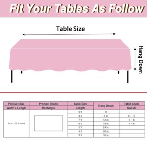 Fixwal 3 Pack Plastic Tablecloth Light Pink Disposable Table Cloth 54" x 108" Plastic Table Cover Premium Rectangle Tablecloths for Bridal Showers Engagement Weddings Birthday