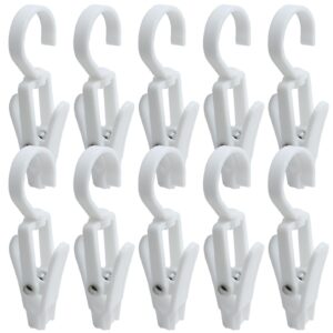 uenhoy 10 pcs super strong plastic clothes pins, laundry hook clips, boot hangers for closet, swivel hanging clip hooks for tall boots hats towels clothing, white