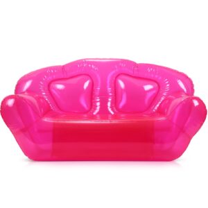 kigley inflatable chair blow up couches transparent inflatable sofa seat yard patio portable inflatable furniture air couch for outdoor indoor camping beach room(66.14 x 39.37 x 37.4 inch,pink)