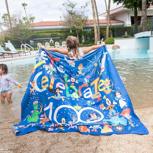 Bumkins Disney Throw Blanket Towel, Baby Toddler and Kids, Travel, Beach, Picnic, Outdoor Indoor Play, Soft, Lightweight, Microfiber Resists Sand and Debris, Reversible, 58in x 58in – Celebration