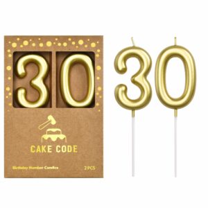 cake code 2.76 inch classical gold 30 number birthday candles, gold number candles, cake number candles, party celebration