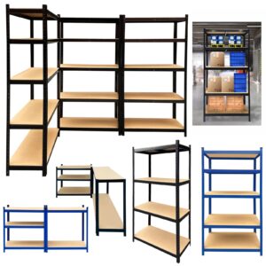 5-tier metal shelving unit - black utility storage racks - h 79" w 39.5" d 20", adjustable garage storage shelves - boltless assemble heavy duty storage shelves for warehouse pantry basement kitchen