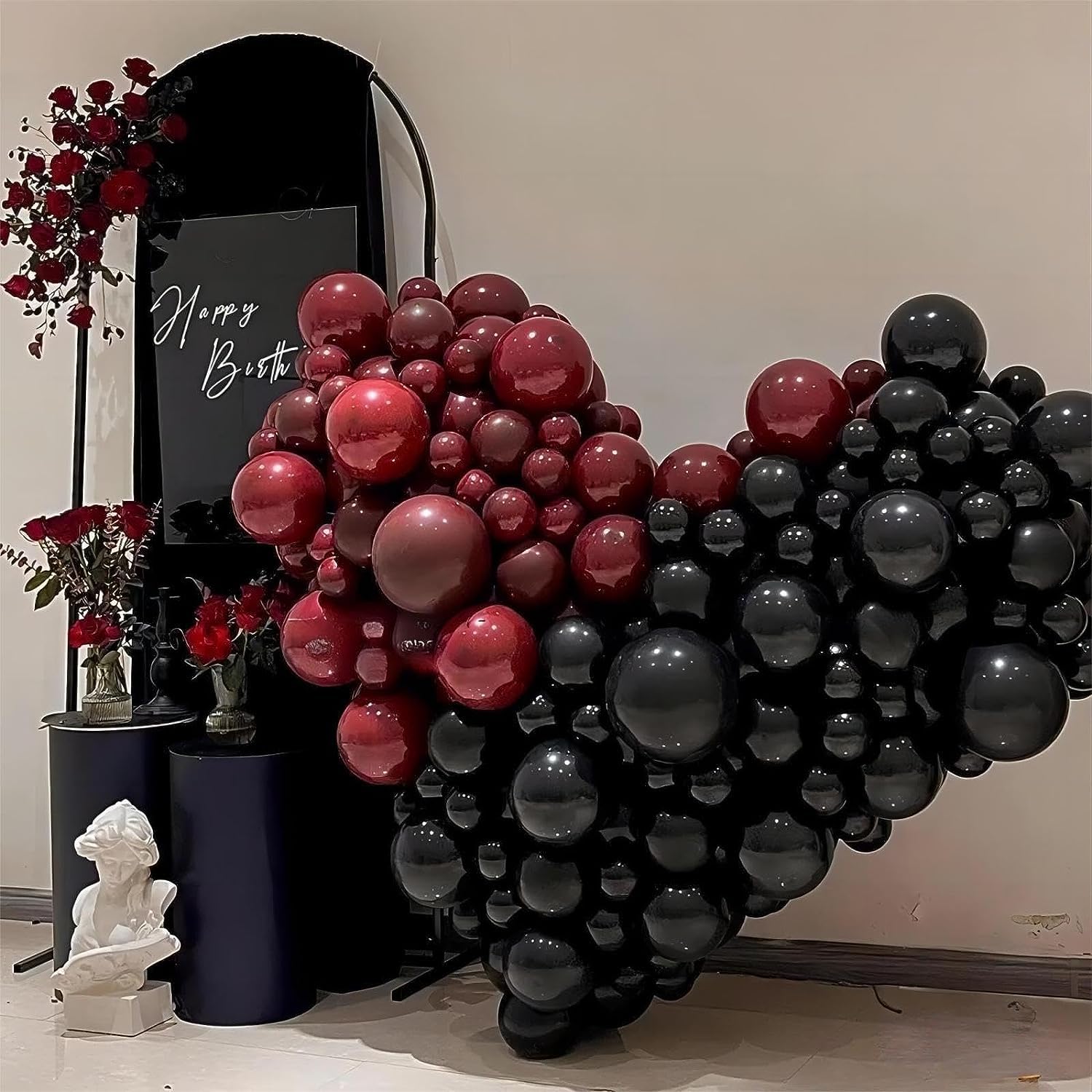 110pcs Black Balloon Garland Arch Kit, 18 12 10 5 Inch Different Sizes Pack Black Latex Party Balloons for Graduation Birthday Baby Shower Halloween Party Decorations