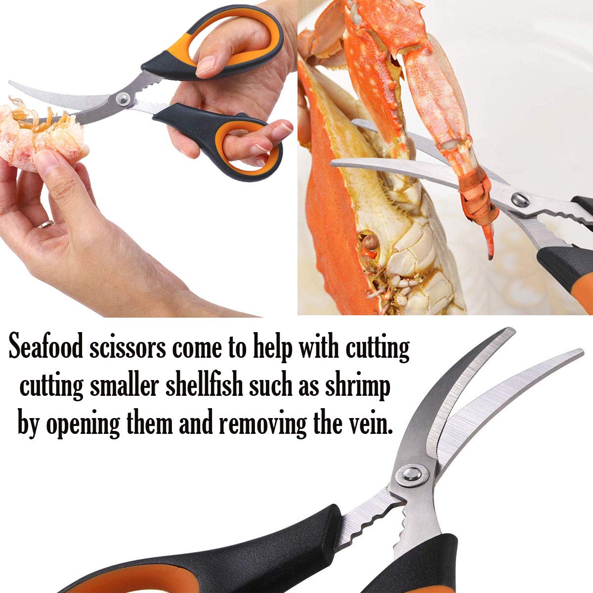 Artcome 10 Piece Seafood Tools Set - 2 Crab Crackers, 2 Lobster Shellers, 2 Crab Forks, 2 Seafood Scissors and 2 Storage Bag