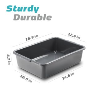 YYQX Commercial Bus Tubs Box/Tote Box, 13L Plastic Restaurant Tub, Wash Basin Tub 4-Pack, Grey