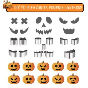 AHCSMRE 16Pcs Pumpkin Carving Kit Halloween Pumpkin Carving Tools Set,Heavy Duty Stainless Steel Carving Stencils with Hammer,Safe and Professional Pumpkin Carving Tool for Kids and Adults