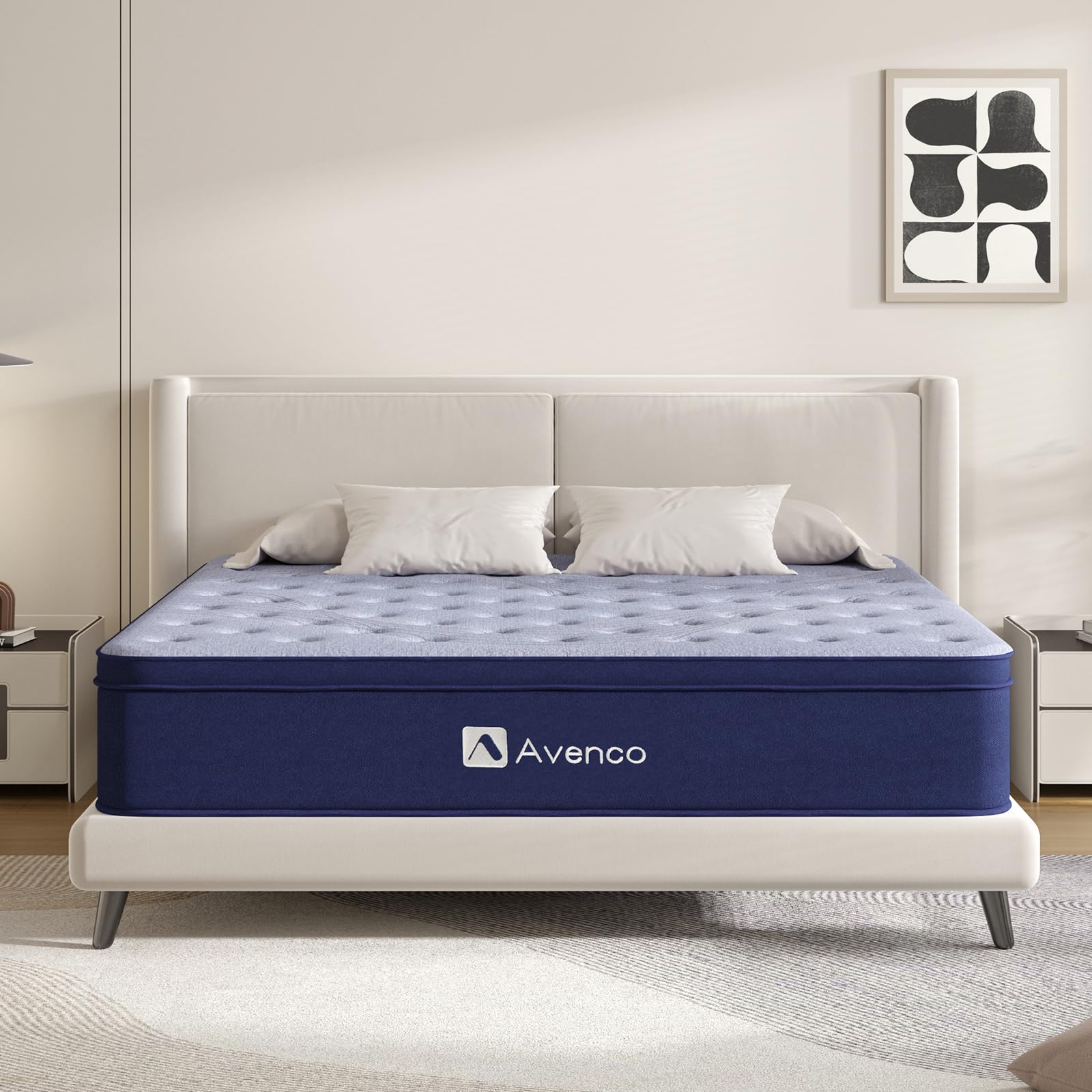 Avenco Queen Size Mattress, 10 Inch Hybrid Queen Mattress in a Box for Pressure Relief & Sound Sleep, Individually Wrapped Pocket Coils Innerspring Mattress for Motion Isolation, Medium Firm Mattress