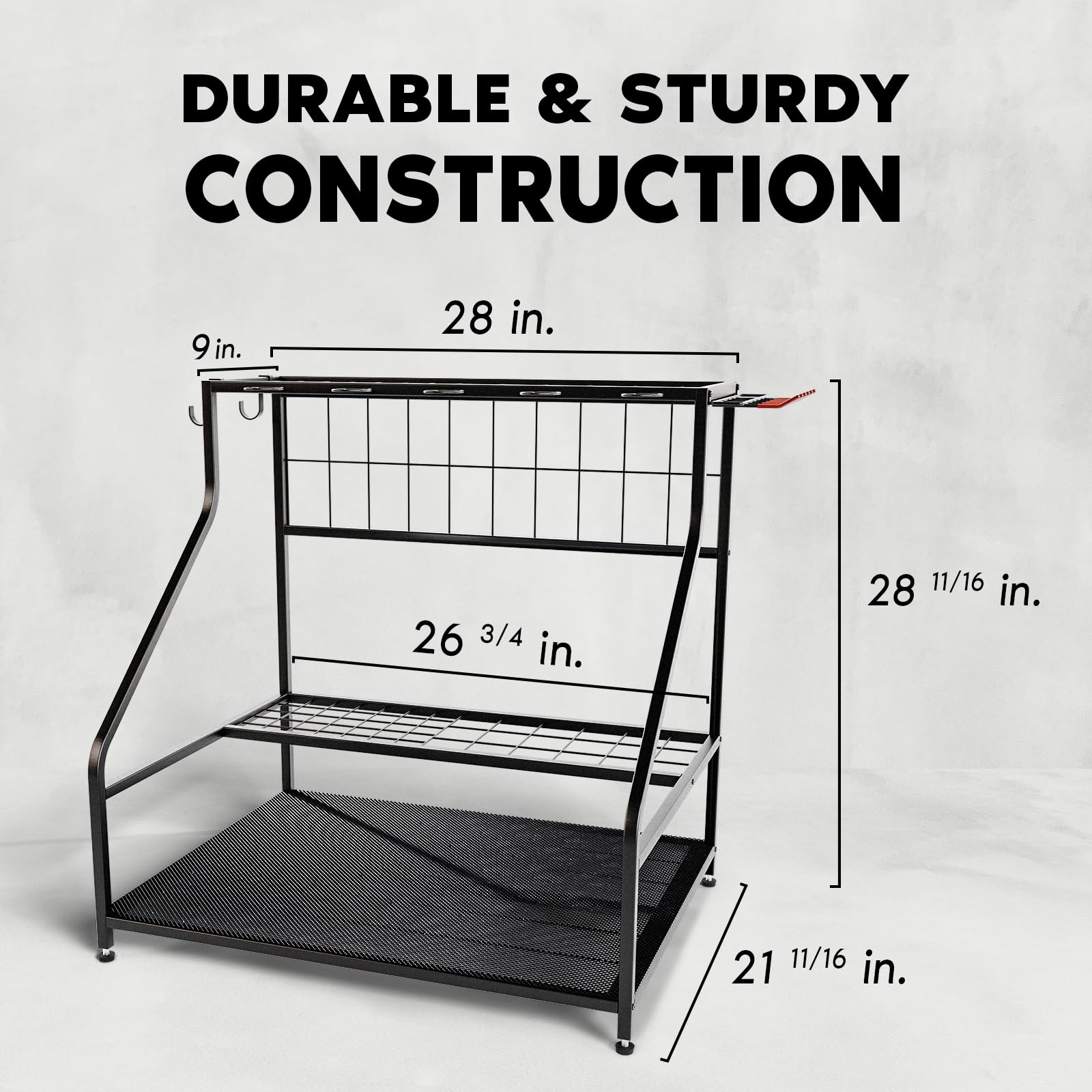 Idzo Heavy Duty Steel Garden Tool Organizer for Garage, Garden Tool Rack, Tool Organizers and Storage