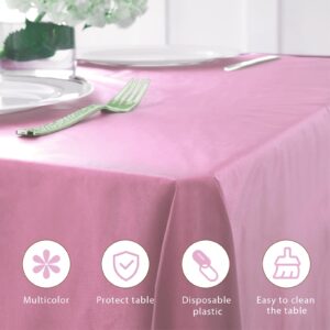 Fixwal 3 Pack Plastic Tablecloth Light Pink Disposable Table Cloth 54" x 108" Plastic Table Cover Premium Rectangle Tablecloths for Bridal Showers Engagement Weddings Birthday