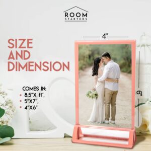 ROOM STARTERS Rose Gold 4x6 Acrylic Sign Holders (6-Pack) for Weddings & Events - Acrylic Table Number Holder, Photo Frames for Wedding Reception Table Menu Holder