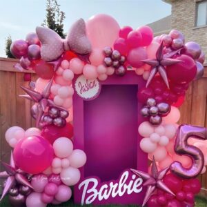 110pcs Hot Pink Balloon Garland Arch Kit, 18 12 10 5 Inch Different Sizes Pack Rose Pink Latex Party Balloon for Wedding Birthday Gender Reveal Valentine's Party Decorations