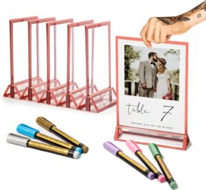 room starters rose gold 4x6 acrylic sign holders (6-pack) for weddings & events - acrylic table number holder, photo frames for wedding reception table menu holder