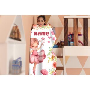 Personalized Blanket with Name Custom Ballet Dancer Custom Name Flannel Blanket Soft Throw Meaningful Gift for Toddlers Girls Boys Kids Pets Daughter Son 50 * 40" S for Kid