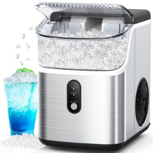 joy pebble nugget ice maker countertop, 10,000pcs/33lbs/day, portable nugget ice maker machine with handle, self-cleaning, handheld ice maker, stainless steel