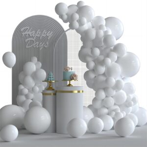 110pcs white balloon garland arch kit,18 12 10 5 inch different sizes pack white latex party balloons for wedding birthday bridal shower anniversary party decorations