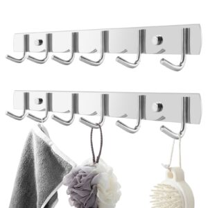 zmnklry coat rack wall mount, 6 hook coat rack, premium stainless steel coat rack wall mount, upgrade coat hooks wall mount, wall mount coat rack, wall mount coat rack, coat racks (2-pack)