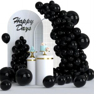 110pcs black balloon garland arch kit, 18 12 10 5 inch different sizes pack black latex party balloons for graduation birthday baby shower halloween party decorations