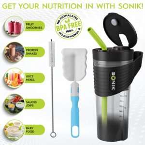 Sonik Portable Blender for Shakes and Smoothies with 6 Ultra Sharp Blades, Powerful 16 OZ Personal Sized Blender Perfect For Traveling, BPA Free and USB Rechargeable (Black)