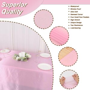 Fixwal 3 Pack Plastic Tablecloth Light Pink Disposable Table Cloth 54" x 108" Plastic Table Cover Premium Rectangle Tablecloths for Bridal Showers Engagement Weddings Birthday