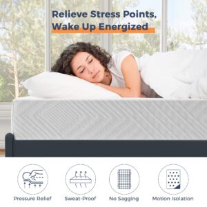 IULULU 10 Inch Full Mattress, Gel Memory Foam Mattress in a Box, Fiberglass Free Mattresses with Medium Feeling Foam for Cool Sleep, CertiPUR-US Certified White