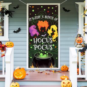 whaline halloween hocus pocus door cover halloween witch hanging banner decor scary party photo background for halloween horror birthday party home door wall window decoration supplies