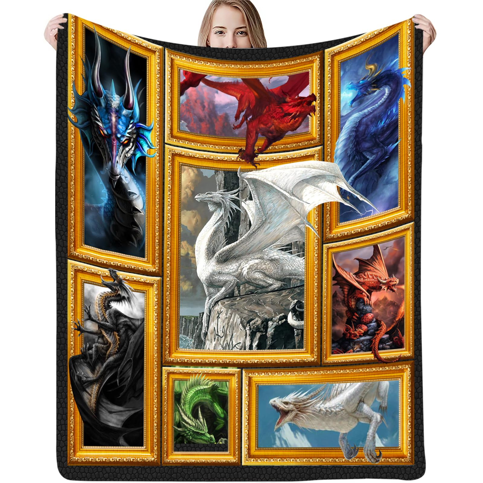 Dragon Blanket for Boys Men Dragon Throw Blanket for Kids Adults Ultra Soft Cozy Flannel Blanket for Couch Sofa ​Bed Blanket (50" x 60")