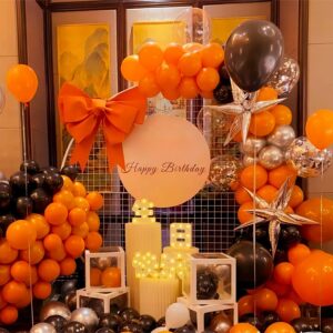 130pcs Black and Orange Balloons Garland Arch Kit, 18 12 10 5 Inch Different Sizes Pack Latex Balloon for Birthday Graduation Halloween Party Decoration