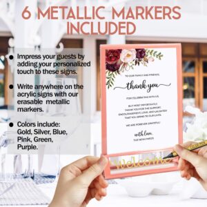 ROOM STARTERS Rose Gold 4x6 Acrylic Sign Holders (6-Pack) for Weddings & Events - Acrylic Table Number Holder, Photo Frames for Wedding Reception Table Menu Holder