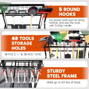 Idzo Heavy Duty Steel Garden Tool Organizer for Garage, Garden Tool Rack, Tool Organizers and Storage