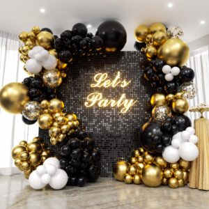 134pcs black and gold balloon garland arch kit 18 12 10 5inch latex balloon set for 2024 graduation decorations shower wedding bachelorette birthday party new year decorations