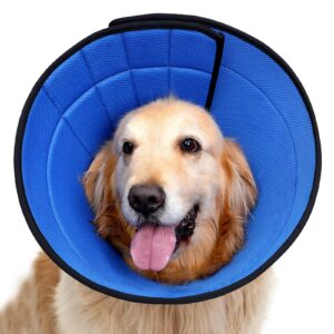 dog cone for small, medium, and large dogs and cats, soft cone for dogs after surgery, lightweight leathaire recovery cone collar to stop licking and scratching(4(neck: 9.25-10.75"))